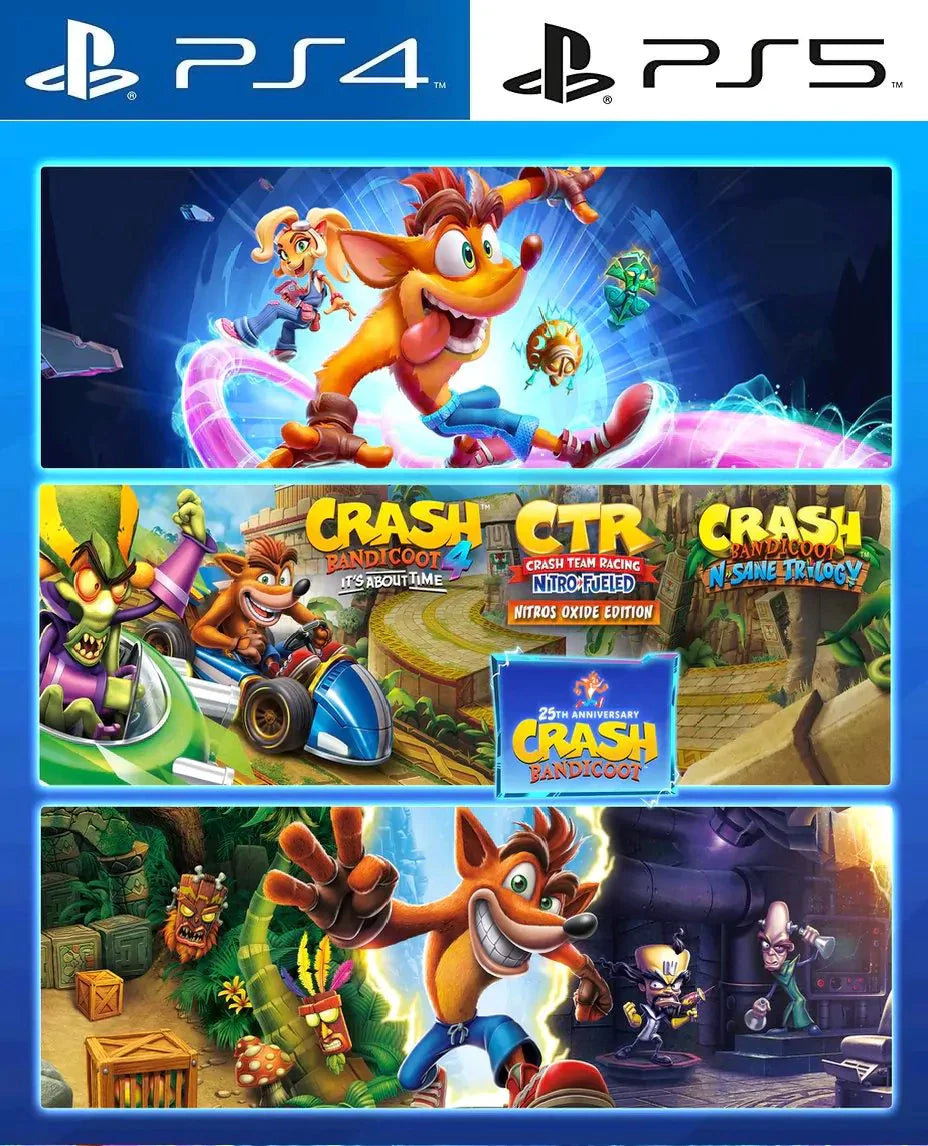 Crash Bandiccoot 4 + Crash Trilogy + Crash Nitro Crashiversary Pack PS ...